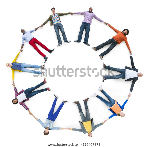 Diverse People Laying Down While Holding Stock Photo 192407375 ...