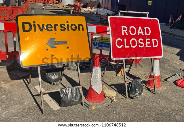 Diversion Road Closed Stock Photo (Edit Now) 1106748512