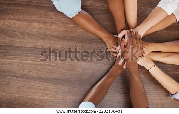 Diversity Teamwork Hands Together Table Office Stock Photo 2202138481 ...