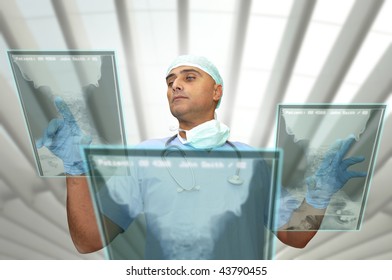 Doctor Hightech Computer Screen Viewing Patient Stock Photo 43790455 ...