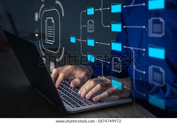 Document Management System (DMS) being setup by IT consultant working ...