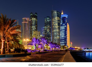 Doha Blue Hour Stock Photo (Edit Now) 553961677