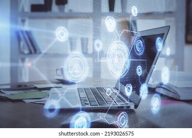 Double Exposure Computer Technology Theme Drawing Stock Photo ...