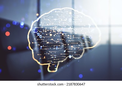 Double Exposure Creative Artificial Intelligence Interface Stock Photo ...
