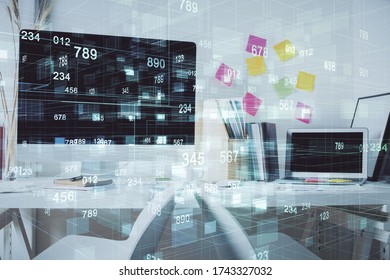 Double Exposure Data Theme Drawing Office Stock Photo 1743327032 ...