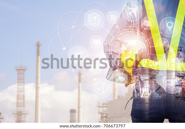 Double Exposure Engineer Behind Overload Tool Stock Photo 706673797 ...