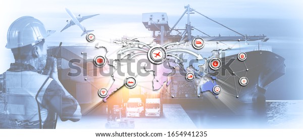 Double Exposure Image Engineer Overlay Logistic Stock Photo 1654941235 ...