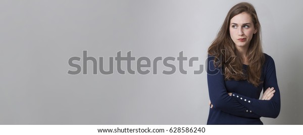 Doubt Worry Concept Pouting Young Woman Stock Photo 628586240 ...