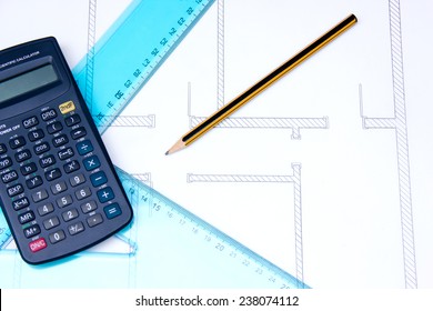 Draft Plan Drawing Tools Seen Above Stock Photo 238074112 | Shutterstock