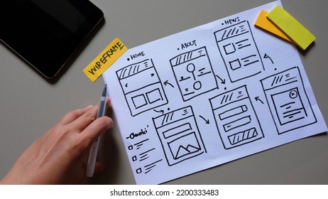 Draft Sketch Drawing Template Layout Framework Stock Photo 2200333483 ...