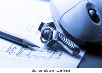 Drafting Mouse Screw Bolt Nut Stock Photo 128596508 | Shutterstock