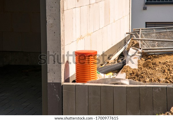 Drainage Pipe Orange Corner Construction Site Stock Photo 1700977615 ...