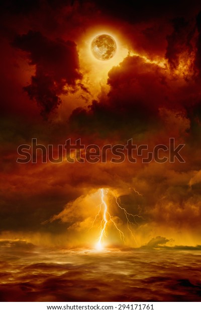 Dramatic Apocalyptic Background Dark Red Sky Stock Photo (Edit Now ...