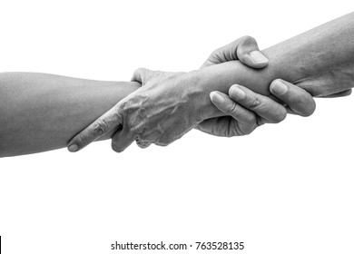 Dramatic Black White Help Hands Holding Stock Photo 763528135 ...