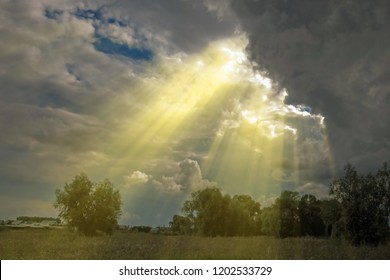 Dramatic Landscape Sun Rays Breaking Through Stock Photo 1202533729 ...