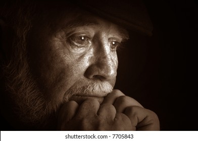 Dramatic Portrait Elderly Man Contemplating Retirement Stock Photo ...