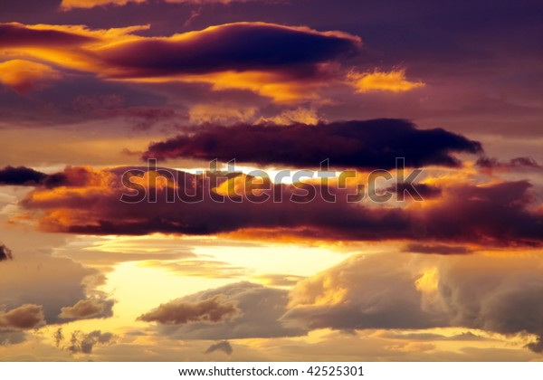 Dramatic Red White Clouds After Sunset Stock Photo 42525301 | Shutterstock