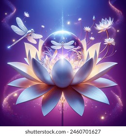 Dramatic Side View Glistening White Lotus AI-generated image 2460702731 ...