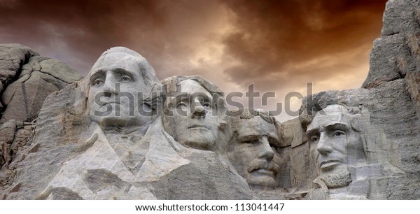 Dramatic Sky Above Mount Rushmore National Stock Photo 113041447 ...
