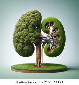 Kidney Tree Half-dry Wood Half-green Trees AI-generated image ...