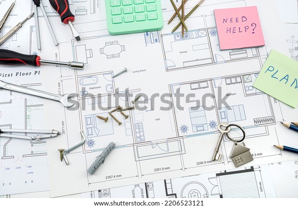 Drawing Drafting Table Drawing Tools Spread Stock Photo 2206523121 ...