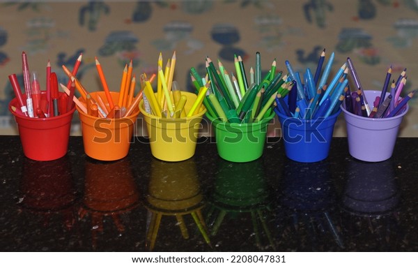 Drawing Items Selected On Containers Rainbow Stock Photo 2208047831 ...