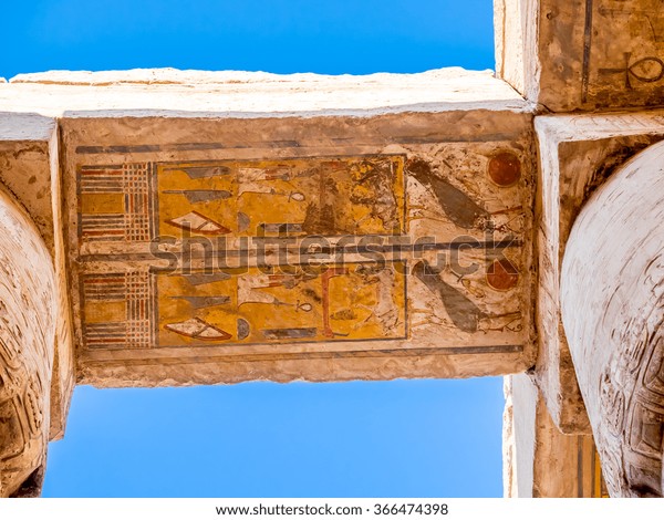 Drawing On Remained Ceiling Hypostyle Hall Stock Photo 366474398 ...