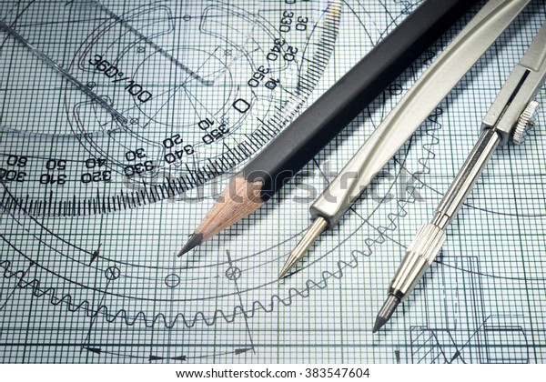 Drawing Protractor Pencil Compasses Stock Photo (Edit Now) 383547604