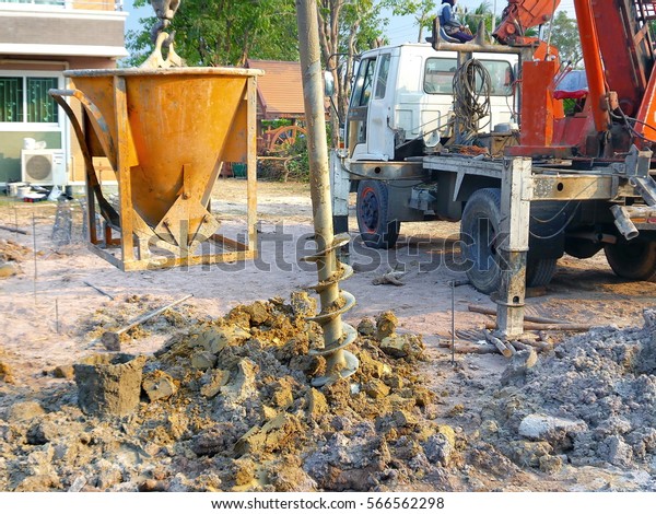 Drilling Rigs Construction Building Foundationsconstruction Work Stock ...
