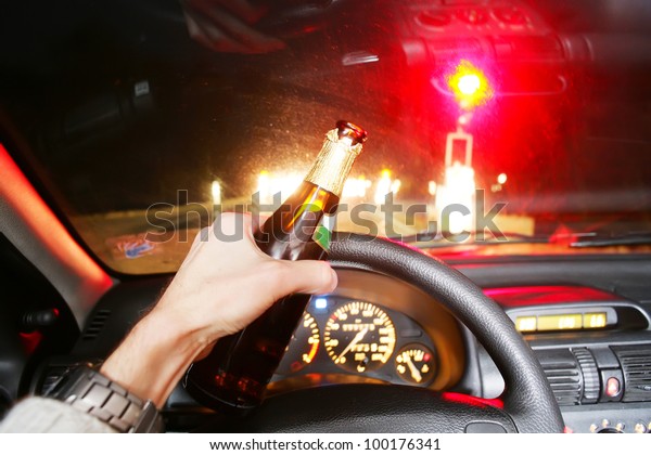 Drinking Beer While Driving Car Stock Photo (Edit Now) 100176341