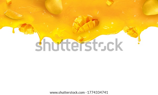 Dripping Mango Pulp Mango Slice Mango Foto Stok 1774334741 | Shutterstock