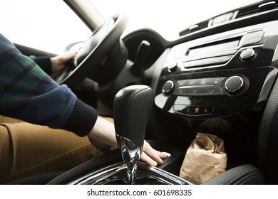 Driver Push Modern Handbrake Button Button Stock Photo 601698335 ...