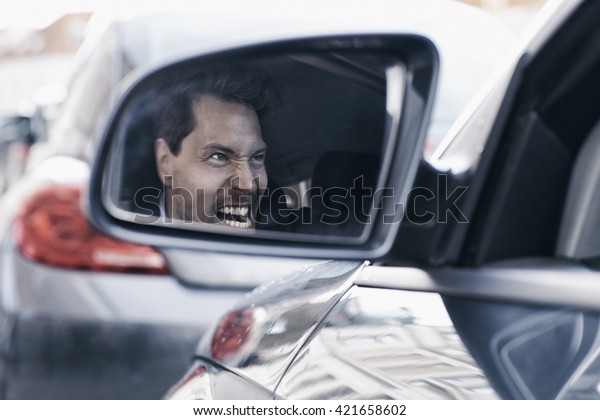 Driver Road Rage Reflected Wing Mirror Stock Photo 421658602 | Shutterstock