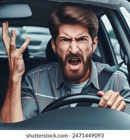 Disoriented Confused Angry Driver Depicted Style AI-generated image ...