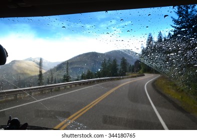 Driving Down Road Through Windshield Stock Photo (Edit Now) 344180765