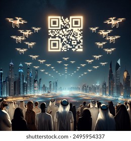 Group Drones Forming Qr Code Night AI-generated image 2495950079 ...