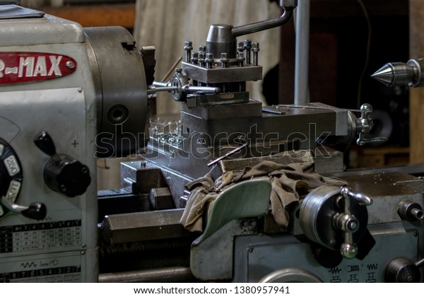 During Threading Lathe Stock Photo (Edit Now) 1380957941