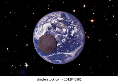 Earth Moon Space Background Elements This Stock Photo 1012940581 ...