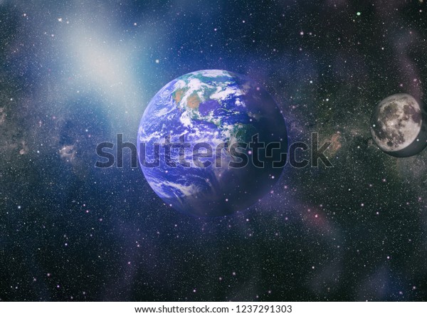 Earth Moon View Space Extremely Detailed Stock Photo 1237291303 ...