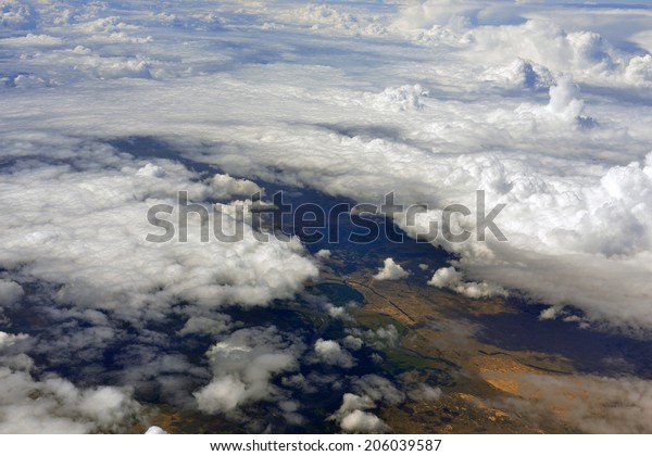 Earths Surface Clouds Top View Aircraft Stock Photo 206039587 ...