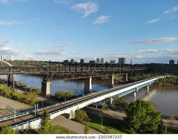 Edmonton High Level Bridge Train Track Stock Photo 2205987237 ...