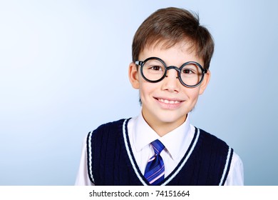 Smart School Boy Glasses Smiling Camera Stock Photo 584908624 ...