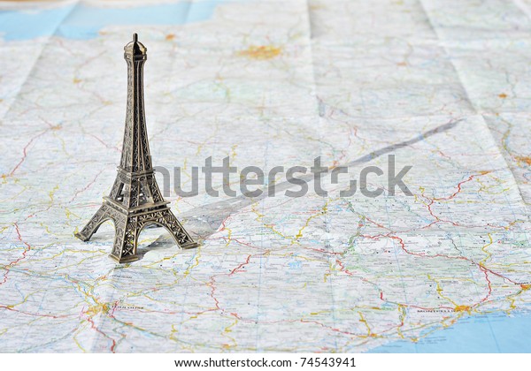 Eiffel Tower On Map Stock Photo 74543941 | Shutterstock