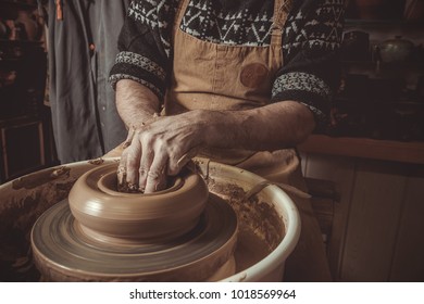 Elderly Man Making Pot Using Pottery Stock Photo (Edit Now) 1018569964