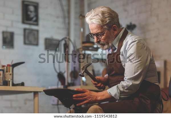 Elderly Shoemaker Work Workshop Stock Photo (Edit Now) 1119543812