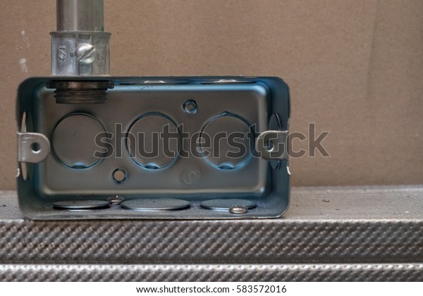 Electric Socket Box Installation Wall Construction Stock Photo ...
