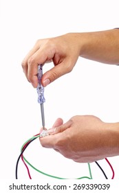 Electrical Cable Jointing Using Connector On Stock Photo 269339039 ...