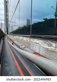 Electrical Cables Located Cableway Installed Outside Stock Photo ...