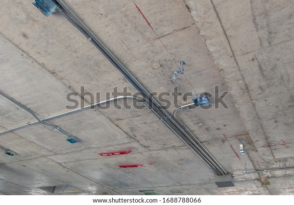 Electrical Conduit Cable Routing Between Electrical Stock Photo ...