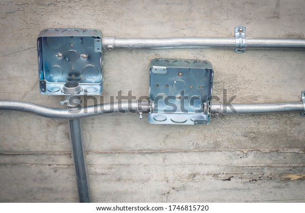 Electrical Conduit Cable Routing Between Electrical Stock Photo ...